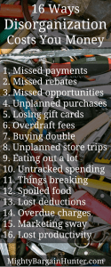 Sixteen ways being disorganized costs you money - Mighty Bargain Hunter