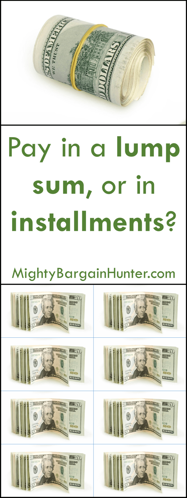 Pay in a lump sum or installments? - Mighty Bargain Hunter