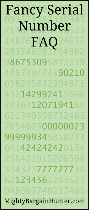 Fancy serial numbers: Frequently asked questions - Mighty Bargain Hunter